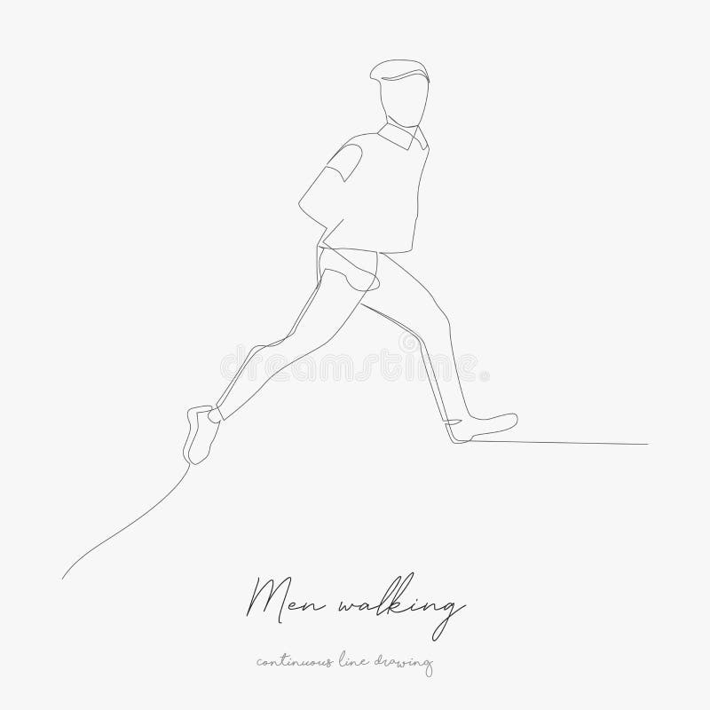 Continuous Line Drawing. Men Walking. Simple Vector Illustration. Men ...