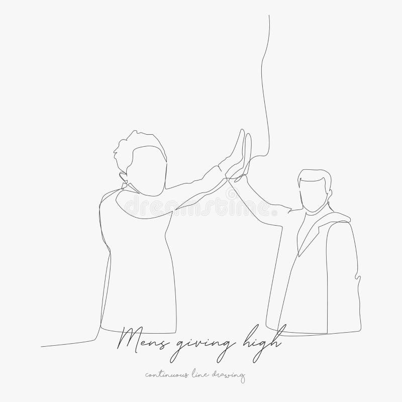 Continuous Line Drawing. Mens Giving High Five. Simple Vector ...