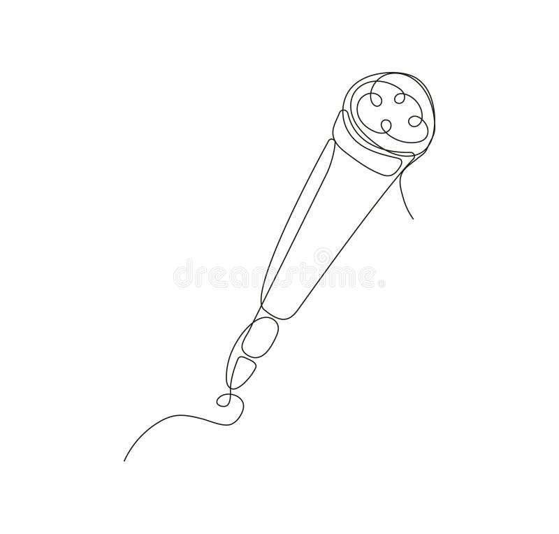 Continuous Line Drawing of a Microphone, Symbolizing Communication ...