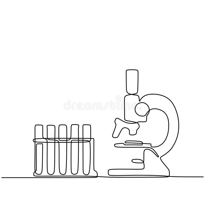 Continuous Line Drawing Microscope. Science Equipment for Biology ...