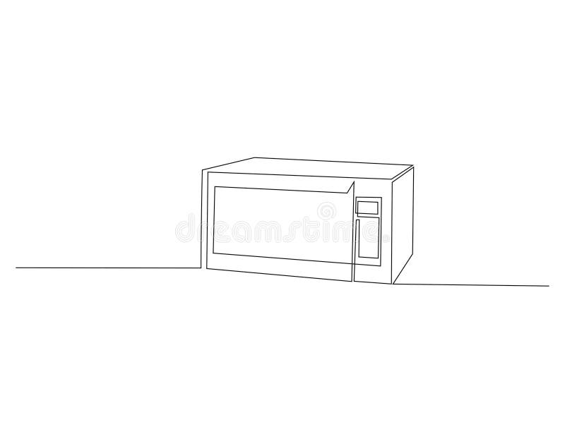 Continuous Line Drawing of Microwave. One Line of Oven Electric ...