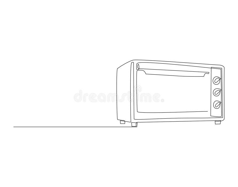 Continuous Line Drawing of Microwave. One Line of Oven Electric ...