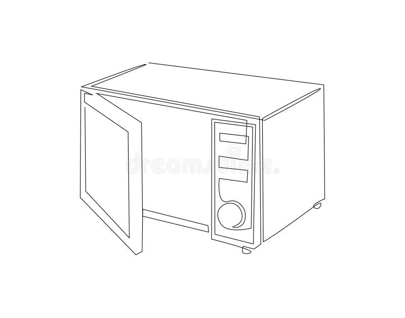 Continuous Line Drawing of Microwave. One Line of Oven Electric ...