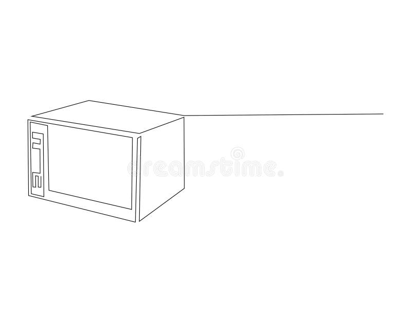 Continuous Line Drawing of Microwave. One Line of Oven Electric ...