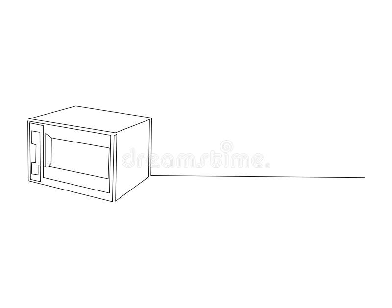 Continuous Line Drawing of Microwave. One Line of Oven Electric ...