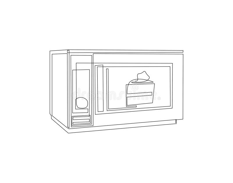 Continuous Line Drawing of Microwave. One Line of Oven Electric ...