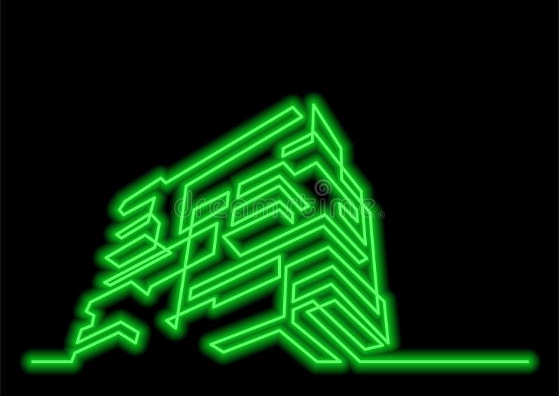 Continuous Line Drawing of Modern Apartment Building with Neon Vector ...