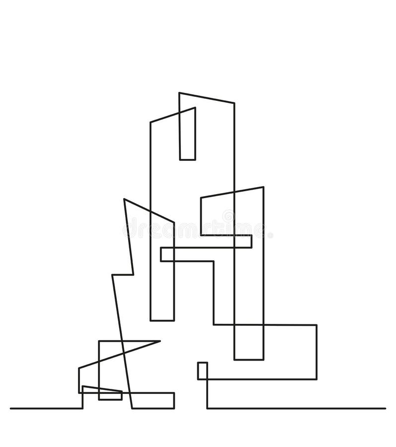 Continuous Line Drawing. Modern Building Construction Stock Vector ... Continuous Line Drawing. Modern Building Construction Stock Vector ...