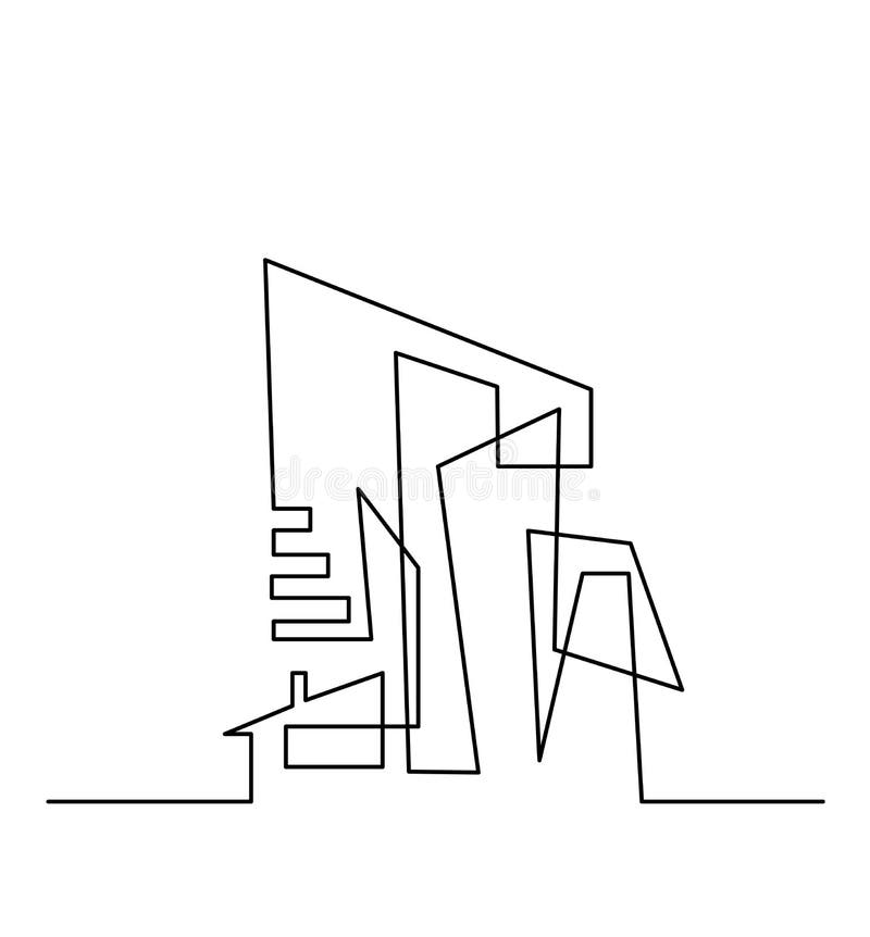 Continuous Line Drawing. Modern Building Construction Stock Vector ... Continuous Line Drawing. Modern Building Construction Stock Vector ...