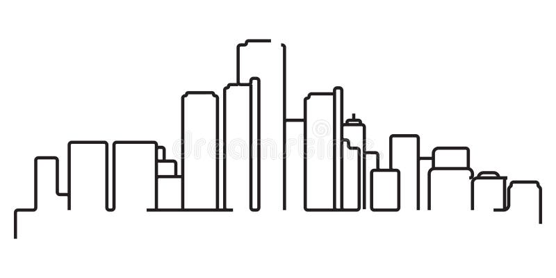 Continuous Line Drawing Of Modern City Skyline Stock Illustration ...