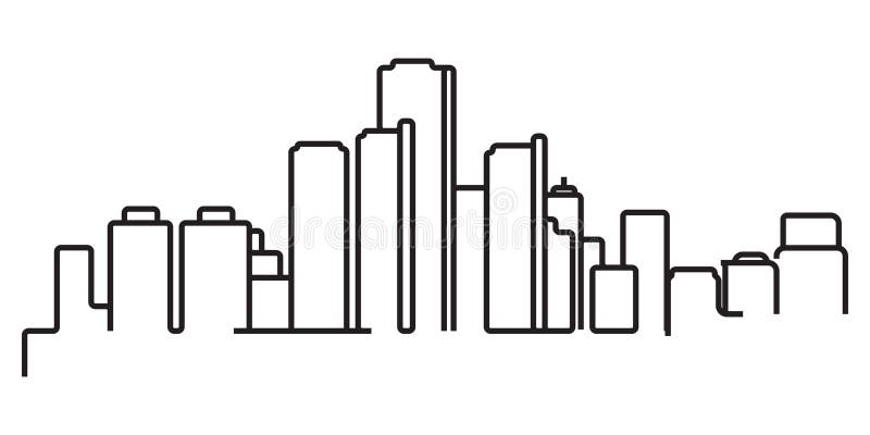 Continuous Line Drawing of Modern City Skyline Stock Illustration ...