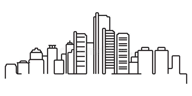 Continuous Line Drawing of Modern City Skyline Stock Illustration ...