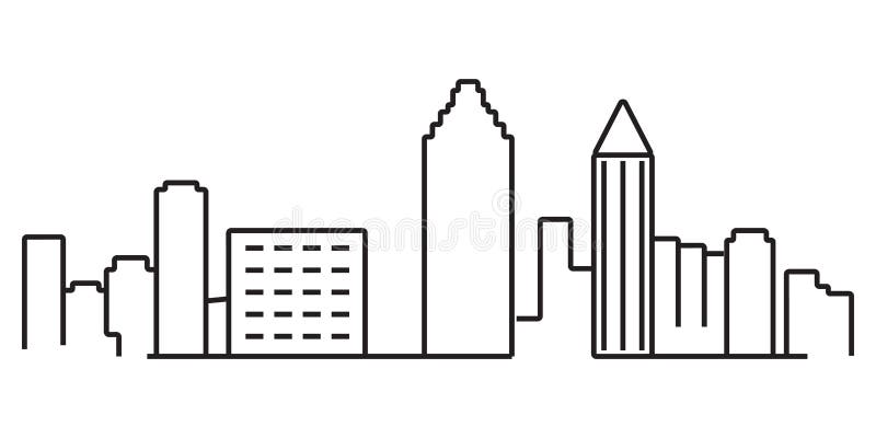 Continuous Line Drawing of Modern City Skyline Stock Illustration ...