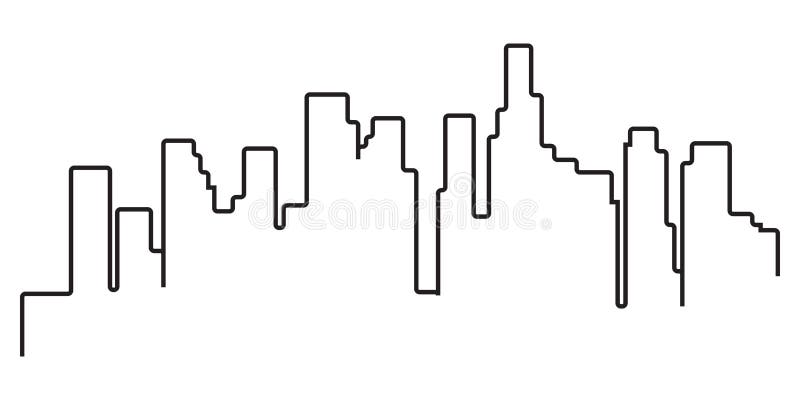 Continuous Line Drawing of Modern City Skyline Stock Illustration ...