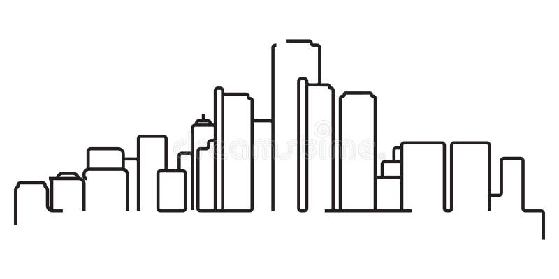 Continuous Line Drawing of Modern City Skyline Stock Illustration ...
