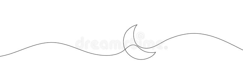Continuous Line Drawing of the Moon. Background with One Line Stock ...