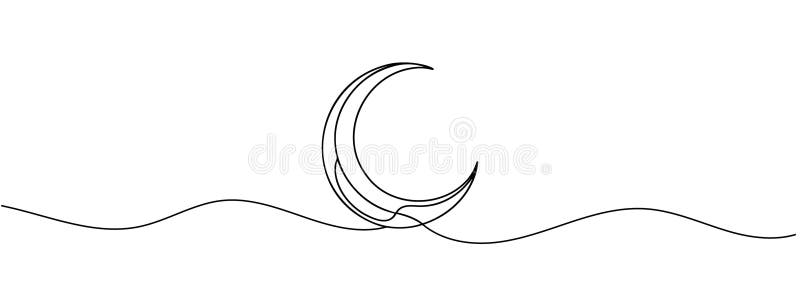 Continuous Line Drawing of the Moon. Background with One Line Stock ...