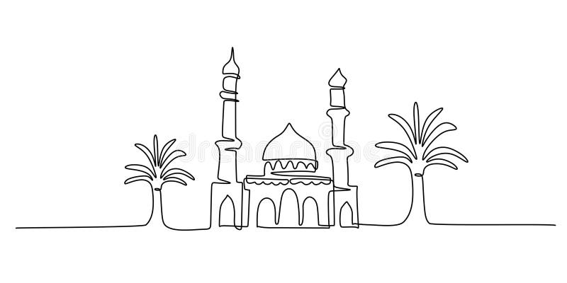 Continuous Line Drawing of Mosque Architecture for Islamic Religious ...