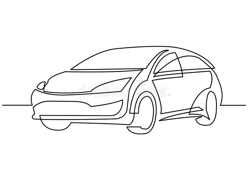 Continuous Line Drawing of Motor Car Stock Vector - Illustration of ...