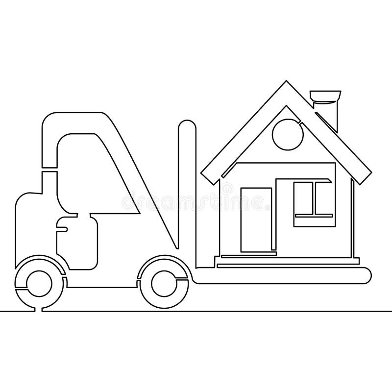 Continuous Line Drawing Moving House Service Concept Stock Vector ...