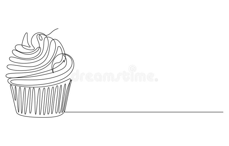 Cupcake Continuous Line Icon Stock Vector - Illustration of line ...