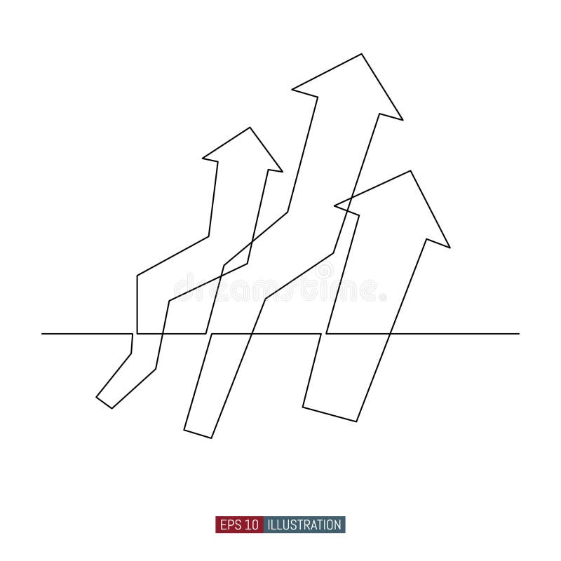 Continuous Line Drawing of Multiple Arrows. Template for Your Design ...