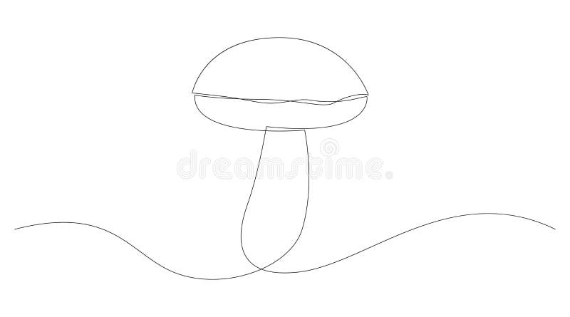 Continuous Line Drawing of Mushroom. Vector Illustration. Stock Vector ...