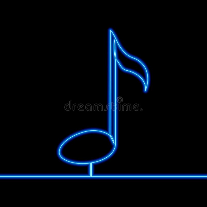 Continuous Line Drawing Note Symbol of Music Icon Neon Glow Vector ...