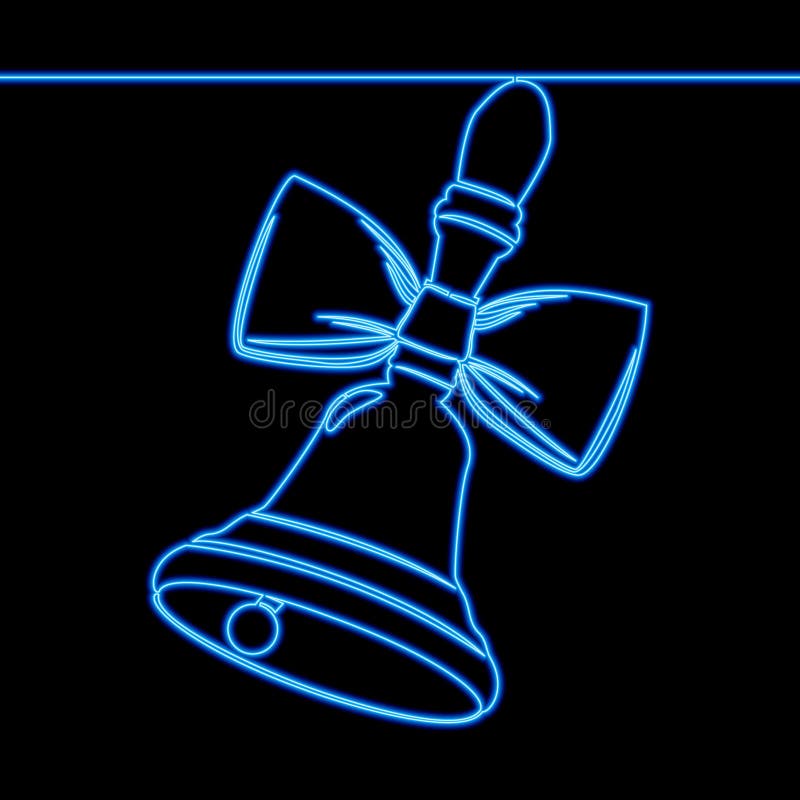 Continuous Line Drawing Notification Hand Bell Icon Neon Glow Vector ...