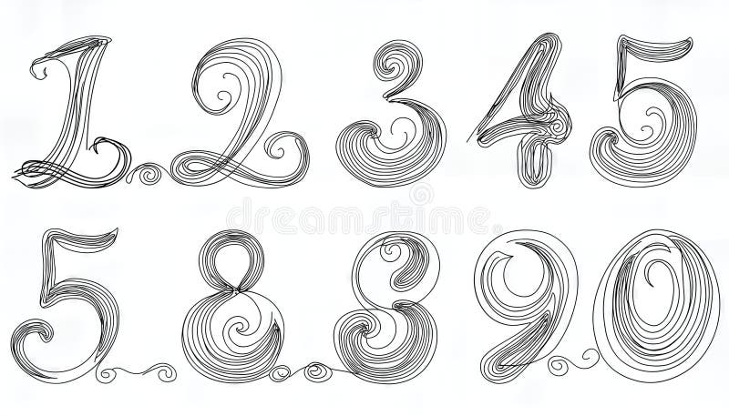 Line Art Numbers Illustrations Stock Illustrations – 631 Line Art ...