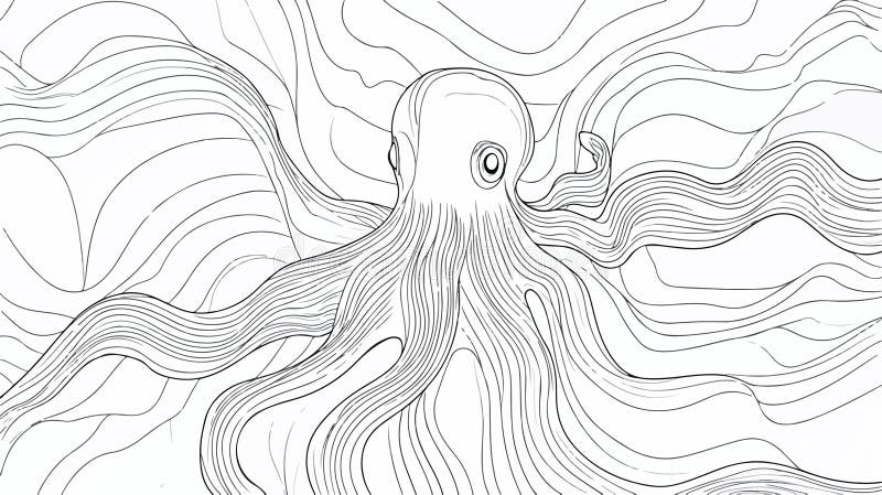 Continuous Line Drawing of Octopus Stock Vector - Illustration of ...