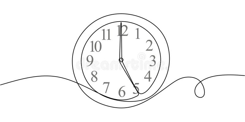 Continuous Line Drawing of Office Wall Clock Minimalist Design for Work ...