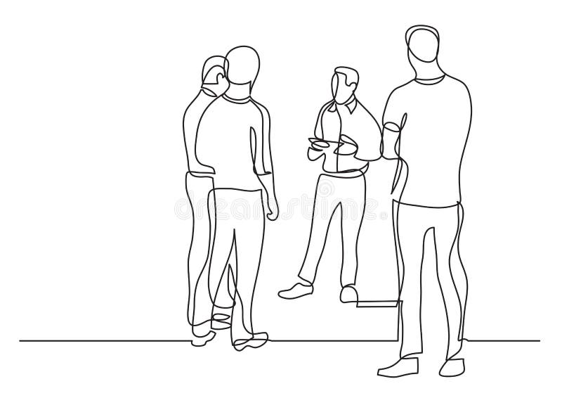 Continuous Line Drawing of Office Workers Standing Meeting Stock Vector ... Continuous Line Drawing of Office Workers Standing Meeting Stock Vector ...