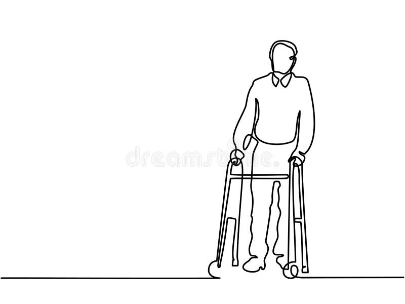 Old Man Using a Walking Frame Stock Vector - Illustration of pensioner ...