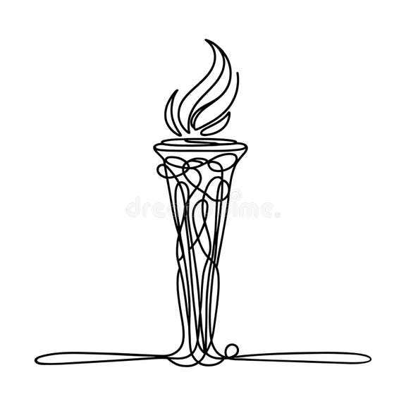 Continuous Line Drawing of the Olympic Torch. Single Line Drawing of ...