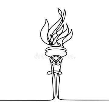 Continuous Line Drawing of the Olympic Torch. Single Line Drawing of ...