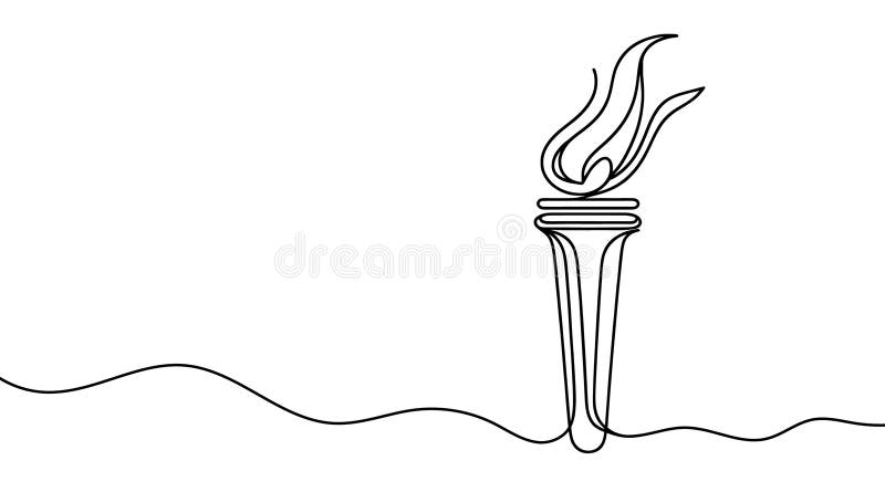 Continuous Line Drawing of the Olympic Torch. Single Line Drawing of ...