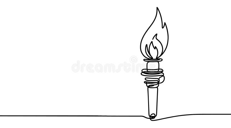 Continuous Line Drawing of the Olympic Torch. Single Line Drawing of ...