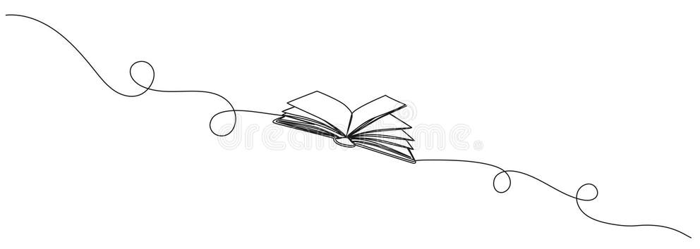 Single Line Drawing of Open Book or Diary Stock Vector - Illustration ...