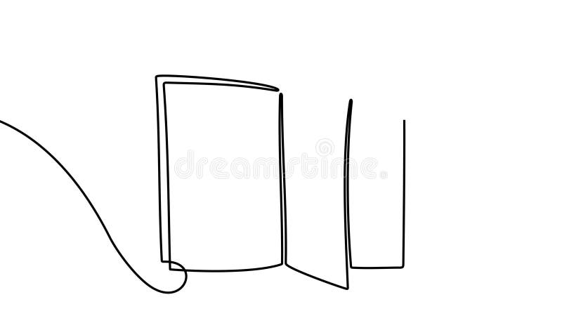 Continuous Line Drawing of Open Book with Page Turning Motion Design ...