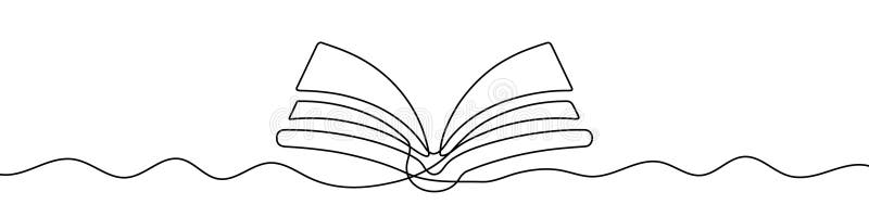 Open Book Linear Icon. Black and White Image of a Hand Drawn Open Book ...