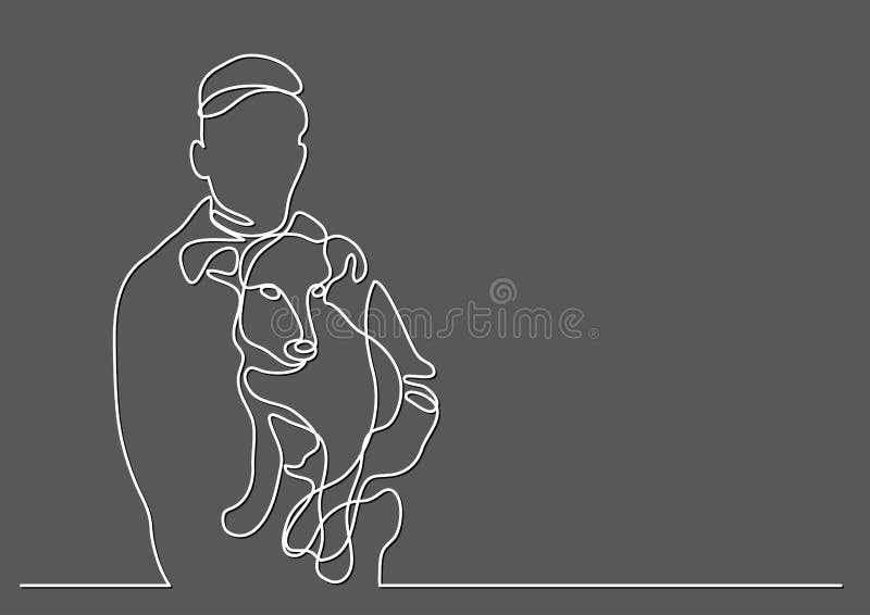 Line Drawing Dog Owner Stock Illustrations – 230 Line Drawing Dog Owner ...