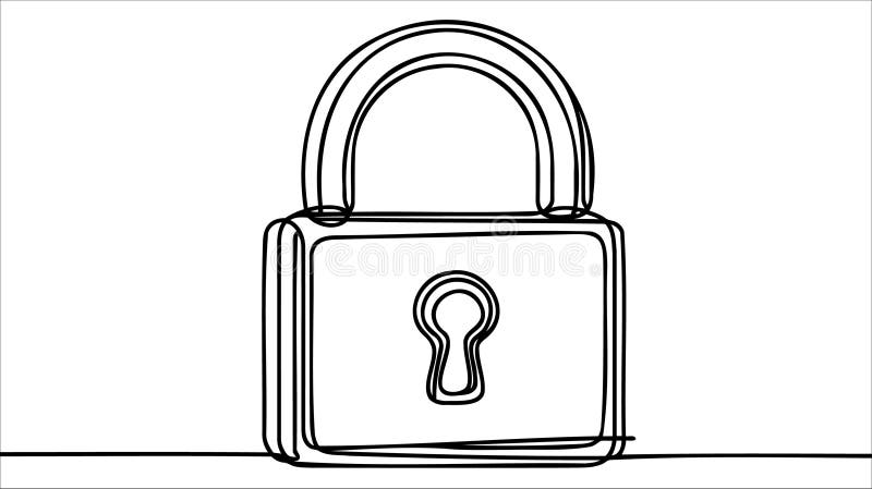Continuous Line Drawing of Padlock. Lock Linear Icon. One Line Drawing ...