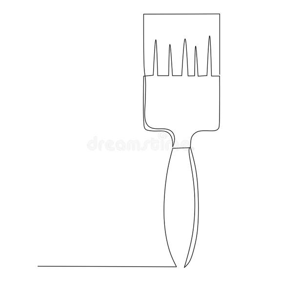 Continuous Line Drawing of a Pain Brush. Simple Flat Hand Drawn Style ...