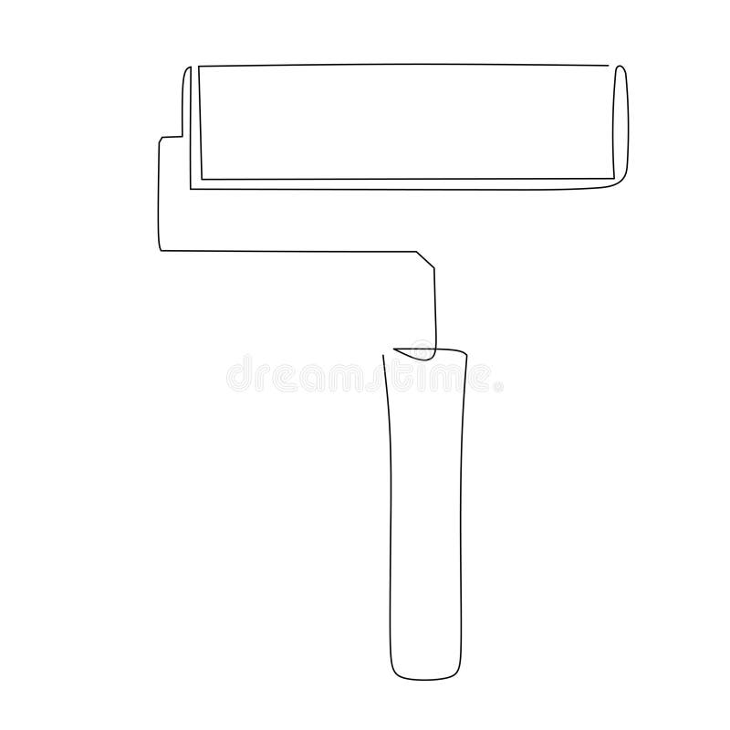 Continuous Line Drawing of a Paint Roller. Tools Used for Painting ...