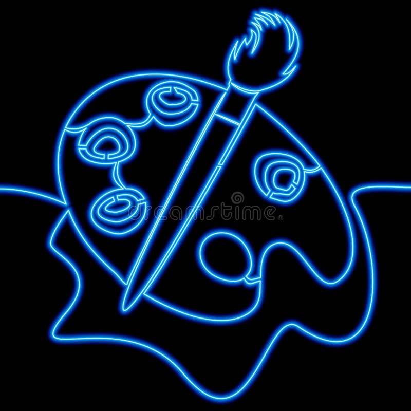Continuous Line Drawing Palette with Brush Neon Stock Vector ...