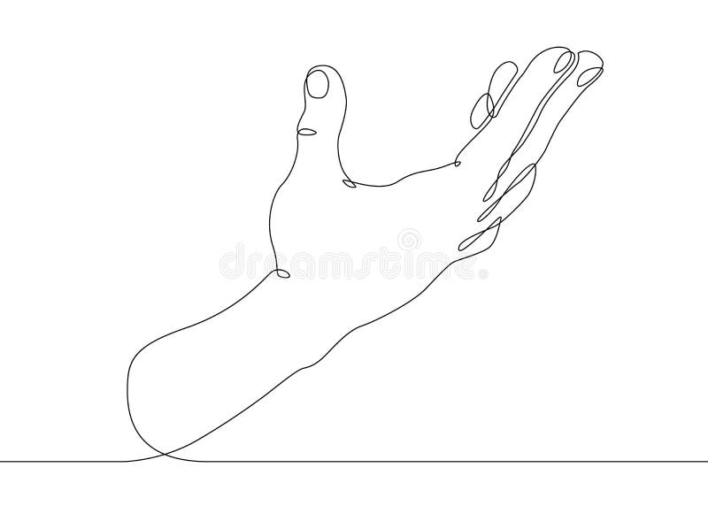Continuous Line Drawing Palm Open Gesture Stock Illustration ...