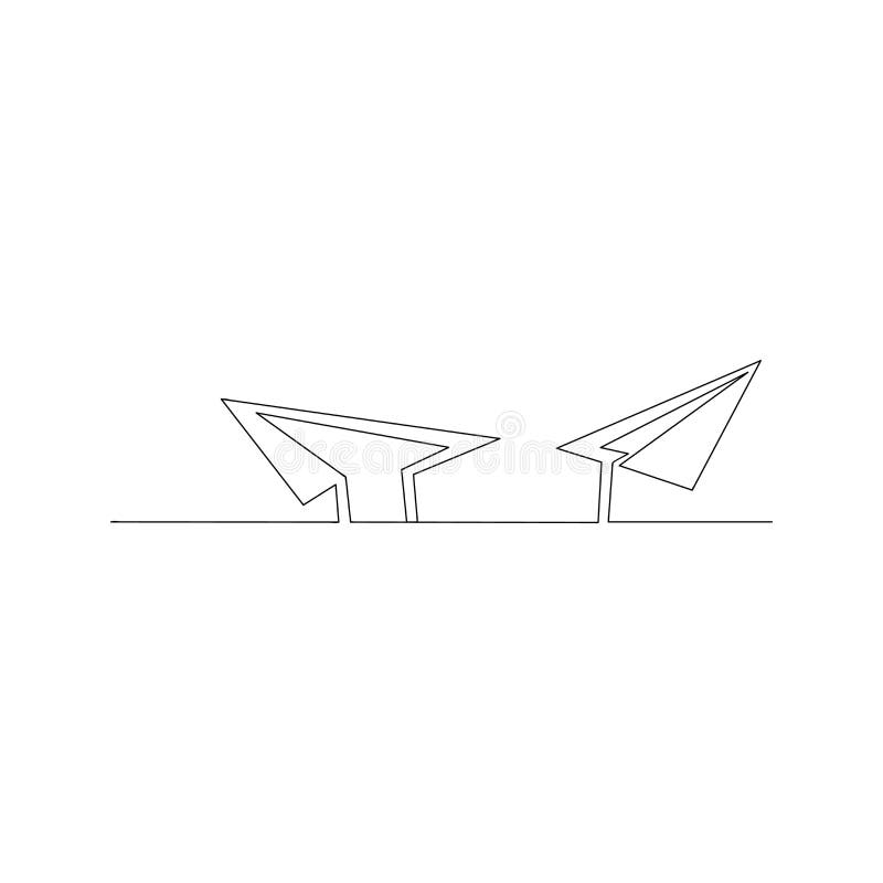 Continuous Line Drawing of Paper Airplanes. Isolated Sketch Drawing of ...