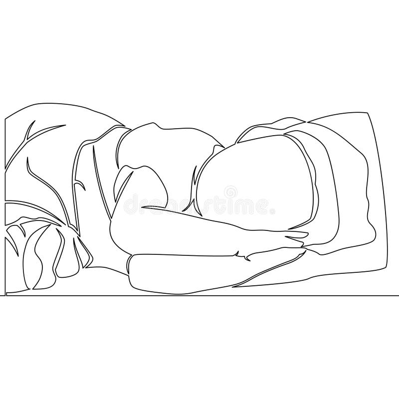 Continuous Line Drawing Peaceful Sleeping Baby Icon Vector Illustration ...