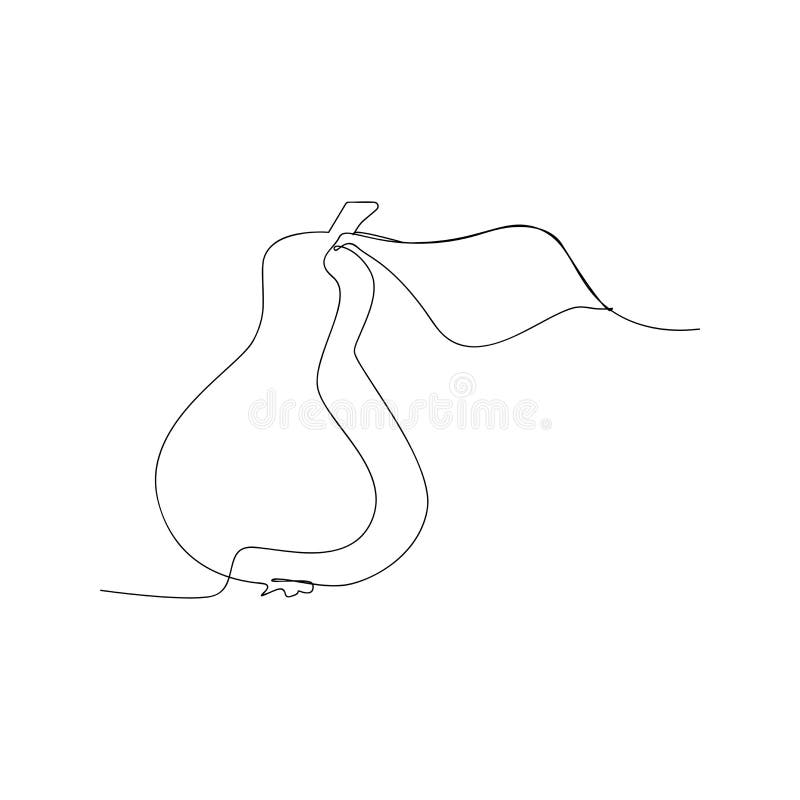 Continuous Line Drawing of Pear Fruit. Isolated Sketch Drawing of Pear ...